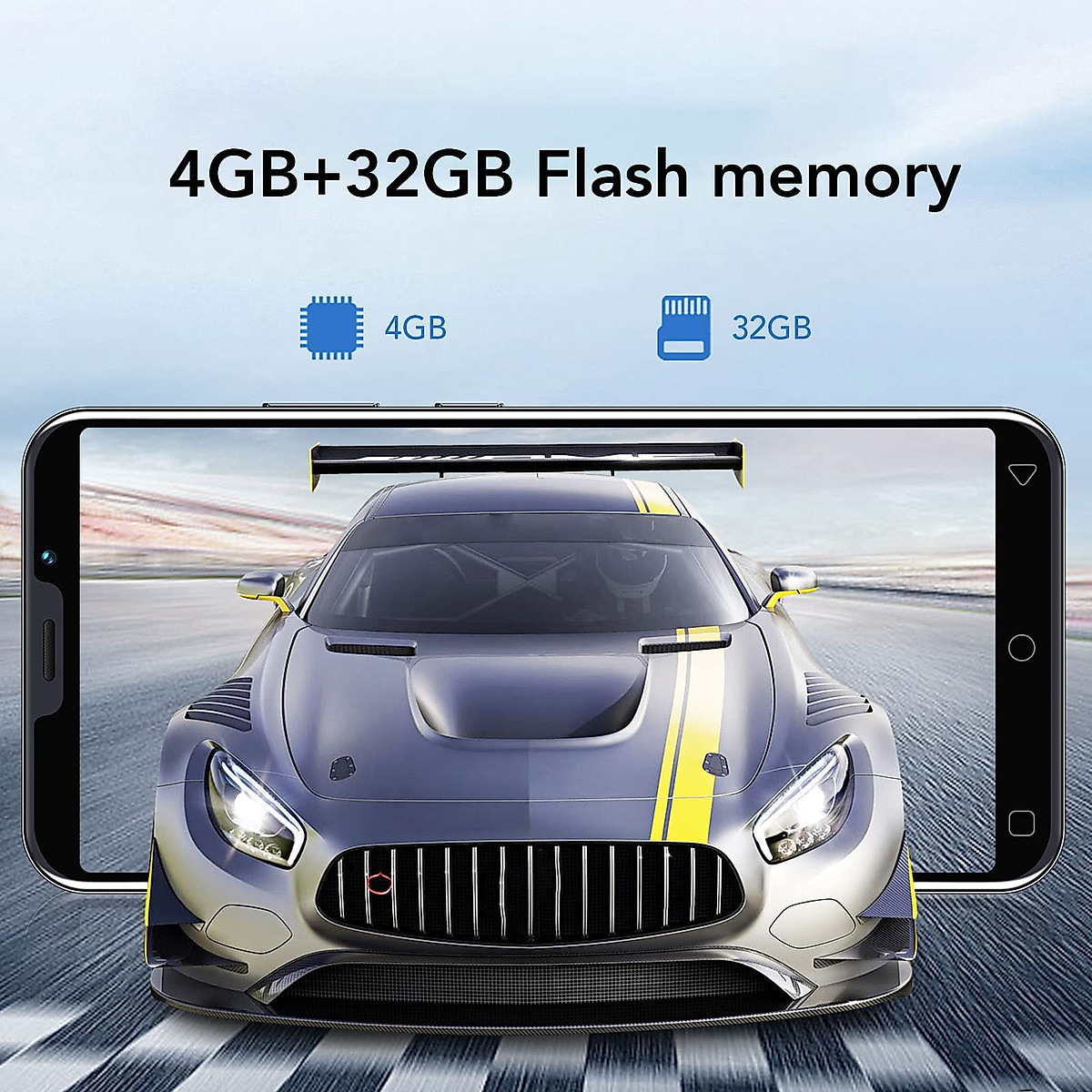 ANGGREK 14 Pro Max Smartphone 5.0 Inch 3G Network 4GB RAM 32GB for Android 10 Mobile Phone 100‑240V Blue (US Plug)