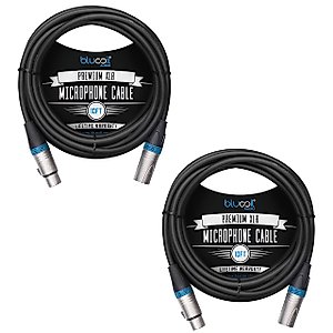 Blucoil Audio 2-Pack of 10-FT Balanced XLR Cables - Premium Series 3-Pin Cable for Microphones, Speakers, and Pro Devices (Male-to-Female)