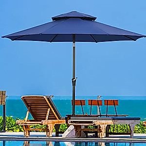 Sunoutife Patio Umbrella, 11FT Outdoor Table Umbrella for Yard Garden Pool Market with Tilt Adjustment, Easy Crank, 8 Ribs, Pole Diameter 1.89“