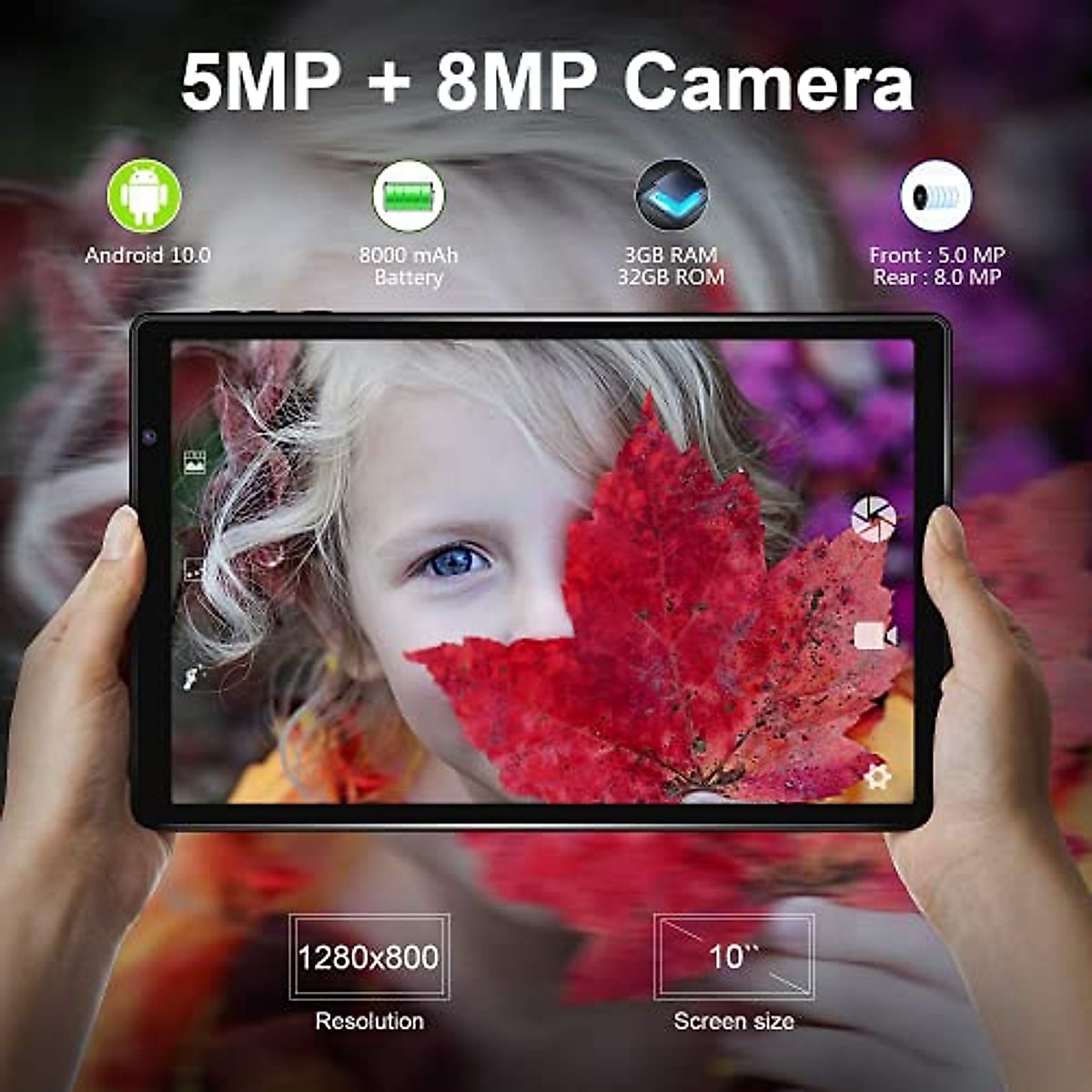 FACETEL Android 10 Tablet Q3Pro Tablets: Octa-Core Processor, 3 GB RAM 32 GB IPS HD Display, Google GMS, Wi-Fi, Bluetooth, GPS, Keyboard & Mouse, Metal Black
