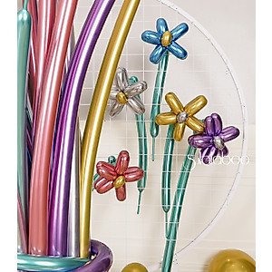 SULALABOO Metallic 260 Balloons 80PCS Multicolored Latex Long Shiny Balloon to Twisting Flowers Animals for Birthday Party Anniversary Wedding or Other Party Events and Festivals