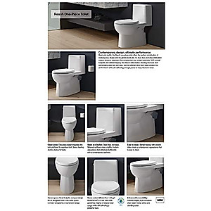KOHLER 78080-0 Reach Comfort Height Chair Height One-Piece Compact Elongated Toilet with Skirted Trapway, Left-Hand Trip Lever, 1.28 GPF