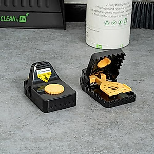 Restaurantware-Pest Tek 6 x 3.1 x 2.7 Inch T-Rex Traps, 6 Durable Commercial Mice Traps - Interlocking Teeth, Sensitive Trigger Pedal, Black ABS Mouse Traps, Removable Bait Cap, Reusable