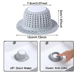 Bathtub Drain Hair Catcher,Bathtub Drain Cover,Silicone Collapsible Bathtub Drain Protector for Pop-Up Stoppers & Regular Drains of Shower, Bathtub, Bathroom,Kitchen,handbasin, Sink (Grey 2Pack)