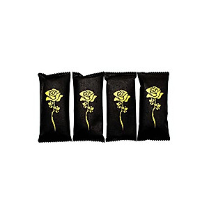 ROSEL- 55g 4pack Black Bamboo Charcoal Air Purifying Bags/ CONVINIENT Sized Purifier/ Dust, Mine and Pollen Absorber/ Eliminates Odor Fragrance Free, No Pump Sprays, Powders, Perfume/Residue, 7x2.7