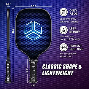Pickleball Paddles Set of 2, USAPA Approved Carbon Fiber Pickleball Paddle with Enhanced Honeycomb Core and Anti-Slip Cushioned Grip, Fritton Pickleball Set for Beginners to Advanced Players