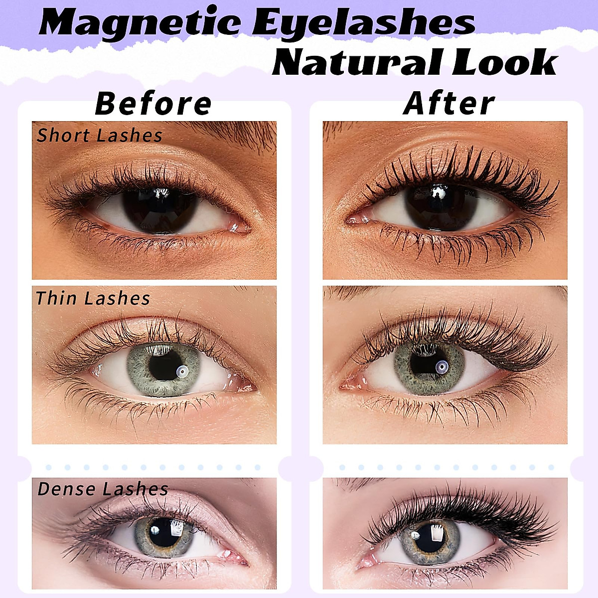 Magnetic Eyelashes with Magnetic Eyeliner Kit, 3D Natural Look False Eyelashes, Reusable Magnetic Lashes with Eyeliner and Tweezers, No Glue(10 Pairs)