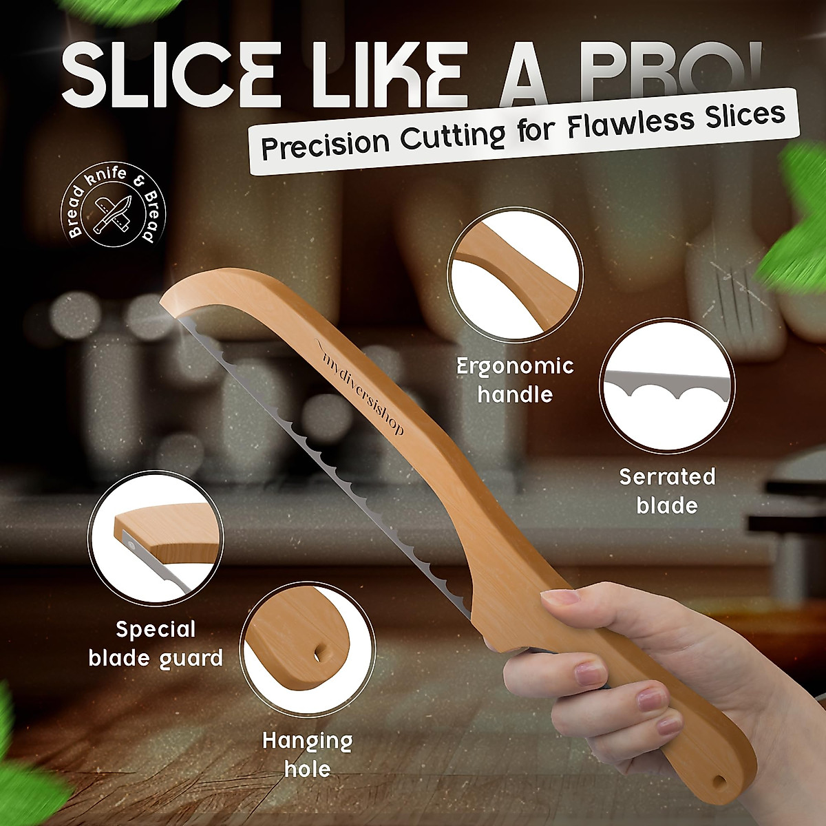 16" Sourdough Slicer for Homemade Bread with Strengthened Stainless Steel Blade - Premium Bow Bread Knife for Homemade Bread - Wooden Bread Bow Knife for Bagels, Baguettes - Sourdough Bread Slicer