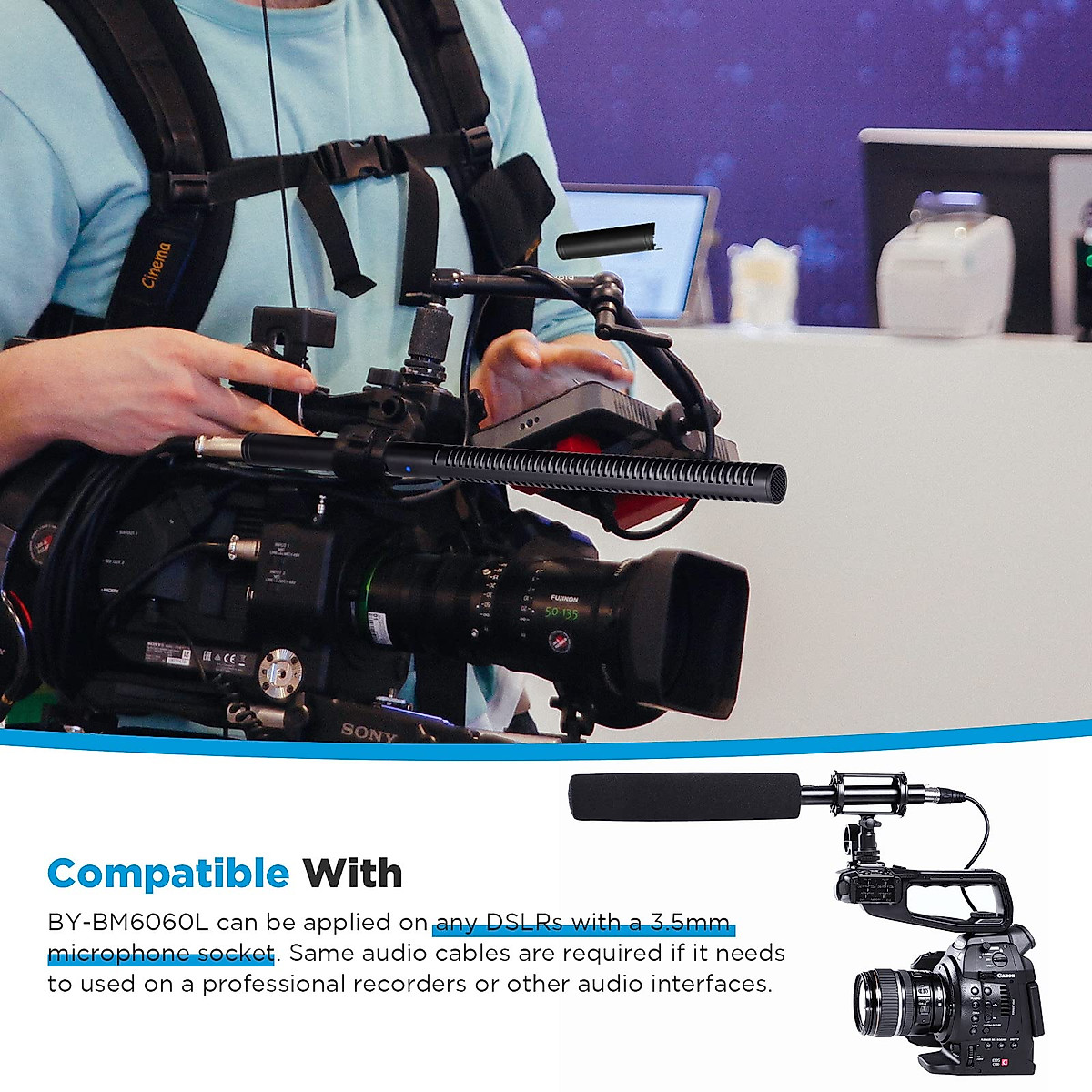 BOYA External Shotgun Microphone for Camera DSLR with Shockmount Windscreen Mic for Canon Nikon Sony Vlogging Professional Condenser Microphones for Video Recording Voice Interview YouTube BY-BM6060L