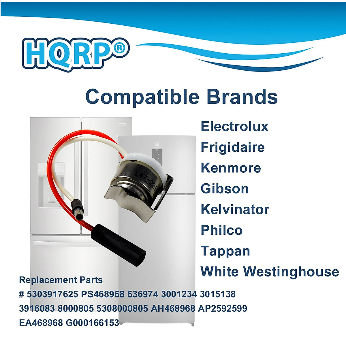 HQRP Refrigerator Defrost Thermostat Replacement for Frigidaire 5303917625, AP2592599, 08000805, 3001234, 3015138, 3916083, 5308000805, 8000805, G000166153, PS468968, AH468968, EA468968