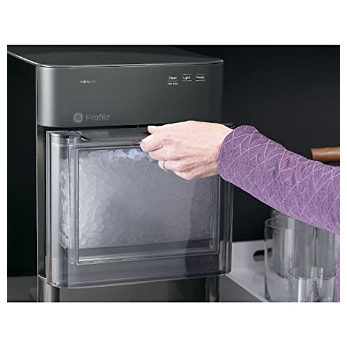 GE Profile Opal 2.0 | Countertop Nugget Ice Maker | Ice Machine with WiFi Connectivity | Smart Home Kitchen Essentials | Black Stainless