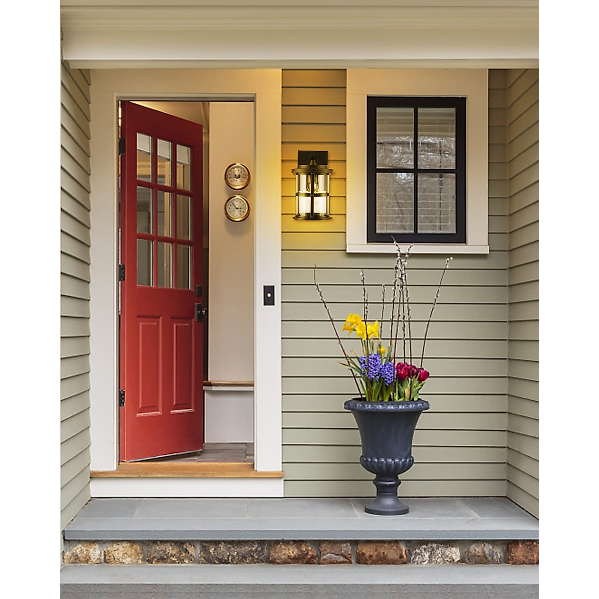 UFOND Outdoor Wall Lantern,Waterproof Matte Black Wall Mount Light with Clear Glass Shade,Front Porch Wall Light Fixture, Exterior Wall Sconce for Entryway Hallway Patio Garage Doorway