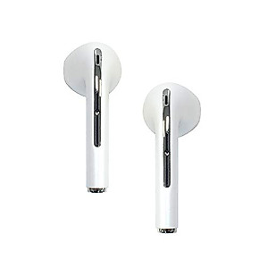One-Touch On/Off Bluetooth 5.0 Stereo Earbuds 4 Hours Talking or Playtime Deep Bass Crystal-Clear Calls Headset with Charging Case for iPhone & Android Phone, White, J18