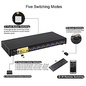 CKLau 8 Port USB 3.0 Rack Mount HDMI KVM Switch 4K60Hz with Audio, 2 pcs USB 3.0 Hub, and Cables Supports Keyboard Mouse Switching