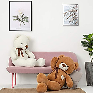 YunNasi Big Teddy Bear Stuffed Animal 31.5 Inch Giant Teddy Bear with Love Heart Large Plush Toy Huge Soft Doll Gift for Kids Girls Girlfriend on Birthday Valentine's Day Christmas Baby Shower Brown