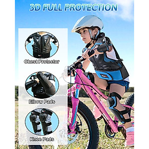 StarknightMT Kids Motorcycle Armor Suit Dirt Bike Gear Riding Protective Chest Spine Back Protector Shoulder Arm Elbow Knee Protector Pads for Cycling Skateboard,Skiing,Skating,Off-Road