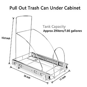 VIRRIRAVY Pull Out Trash Can Under Cabinet,Garbage Slide Out Trash Can Shelf for Kitchen,Heavy Duty Adjustable Pull Out Trash Can -Trash Can not Included，Durable Metal, Chrome