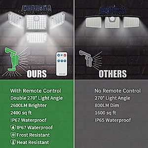 Solar Flood 3000 Lumens Solar Security Lights, Motion Lights Outdoor Solar Powered Waterproof, Solar Sensor Lights Outdoor Motion Detection with Remote Control, 2 Pack