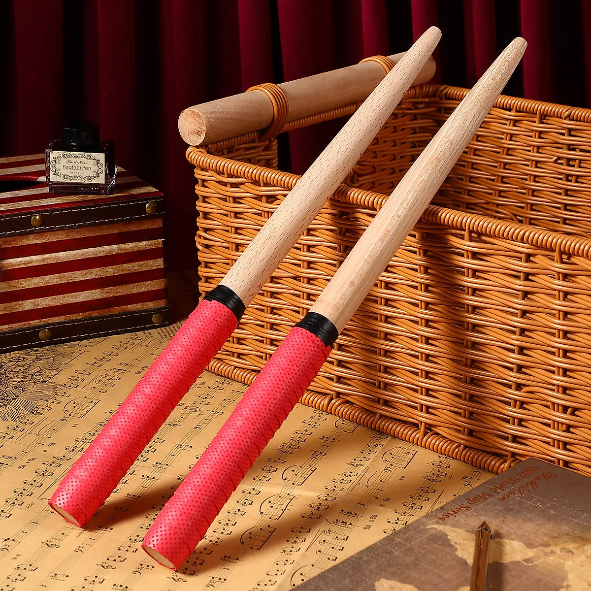 SUPVOX 1 Pair 35x2cm Drumstick Taiko Drum Drumstick Master Drum Sticks for Drum (Red)