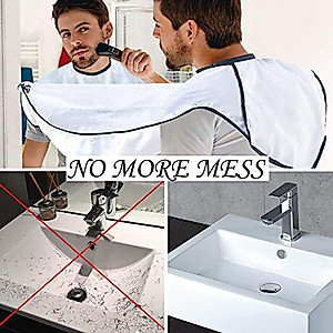 Beard Apron Cape for Men Trimming and Shaving, Waterproof and Non-Stick Beard Clippings Catcher Bib with 4 Suction Cups，Best Gift for Man/husband/boyfriend