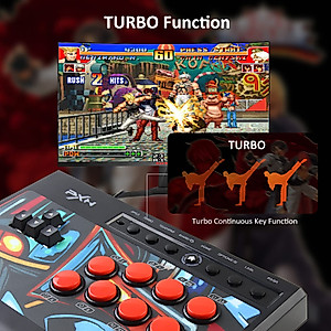 PXN Arcade Fight Stick, X8 Street Fighter Arcade Game Fighting Joystick with USB Port, with Turbo & Audio Functions, Suitable for PS3 / PS4/ Xbox Series X|S/Xbox One/Nintendo Switch/PC Windows