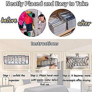 Wellcun Wardrobe Clothes Organizer 7 Grids, 2PCS Clothing Storage Bins, Underwear Drawer Organizer Clothes, Upgraded Foldable Jeans Compartment Storage Box, Mesh Clothes Storage Organizer