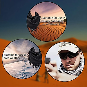Luxns Military Shemagh Tactical Desert Scarf / 100% Cotton Keffiyeh Scarf Wrap for Men And Women/Black 43"x43"
