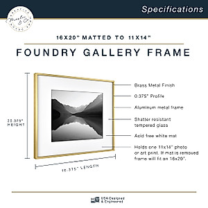 MCS Master & Co. Foundry Metal Gallery Wall Frame, Brass, 16 x 20 in matted to 11 x 14 in