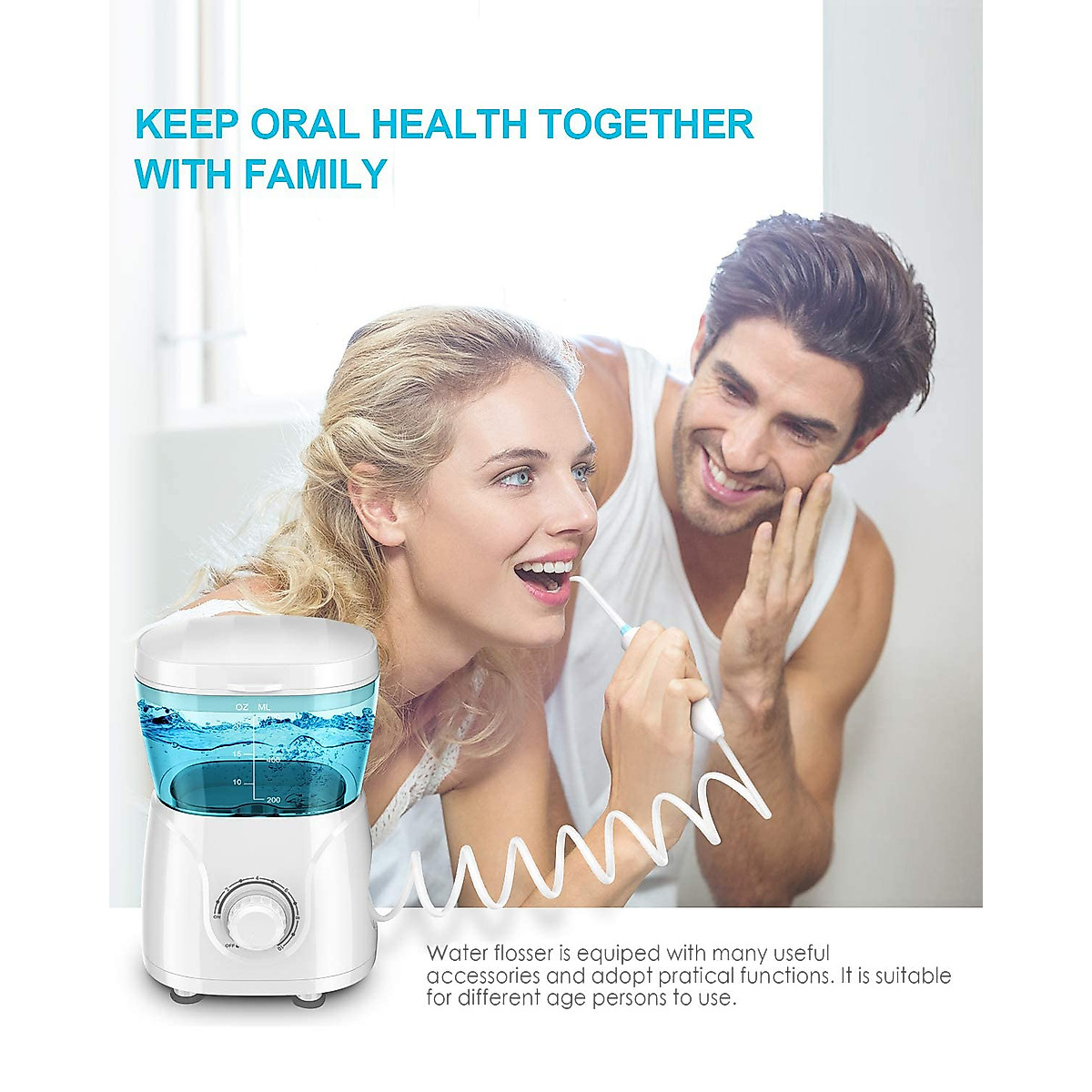 Water Flosser for Braces Teeth Cleaning, 600ML Teeth Cleaner, Professional Electric Dental Oral Irrigator with 10 Water Pressure Levels, 7 Jet Tips