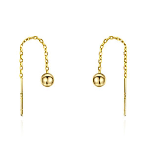 Cute Short Threader Earrings Silver Gold Black Chain Link Ball Dangle Drop Pull Through Earrings Minimalist