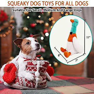 REQIHO Squeaky Dog Toys - Durable Plush Duck Crinkle Paper Stuffed Animal Toys for Small to Large Dogs