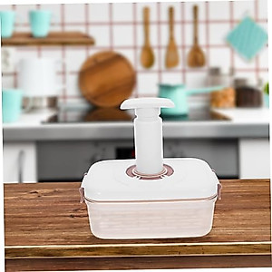 VOSAREA Airtight Food Storage Containers Large 1.2l Hand Pump Sealed Lunch Box for Flour Sugar Crisper Storage Box for Fruits