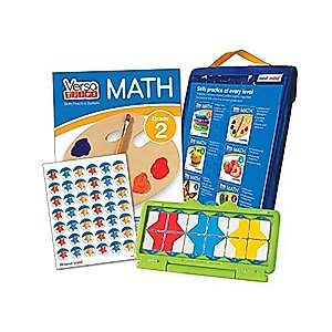 hand2mind VersaTiles Math Practice Take Along Set for Second Grade, Self-Checking Workbook System, 64 Pages with Case Included, Early Math, Math Books, 2nd Grade Math Workbook, Homeshool Supplies