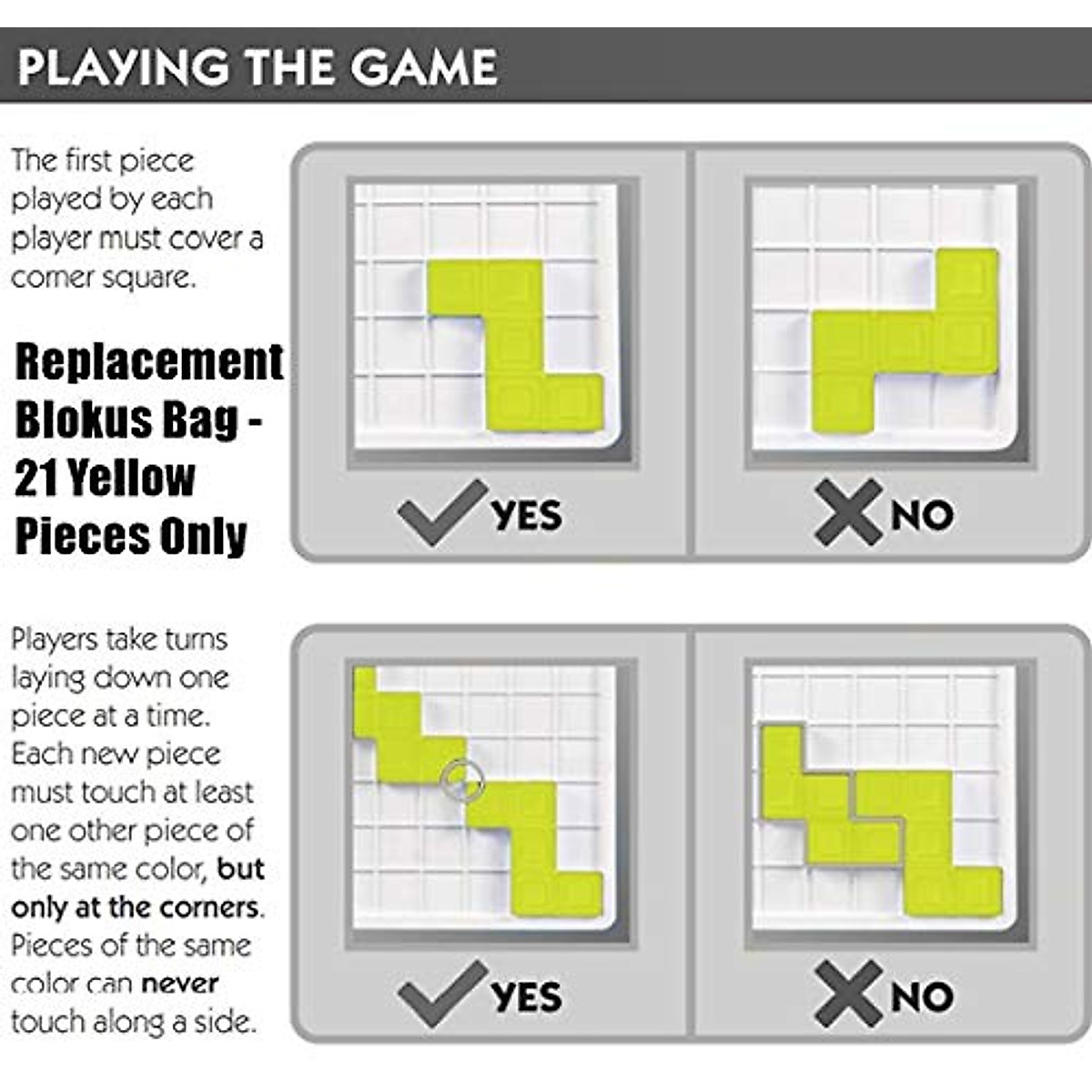 BLOKUS Game Replacement Parts ~ 21 YELLOW PIECES
