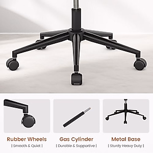 DICTAC Brown Leather Office Chair,Mid Century Home Desk Chair with Padded Mid-Back Support Removable Armrests Height Adjustable