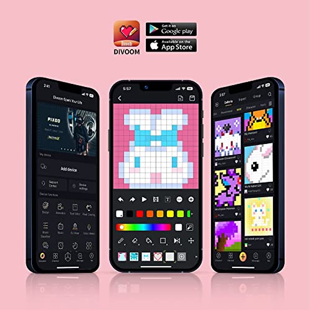 Divoom Ditoo-Mic Bluetooth Speaker with Karaoke Microphone - RGB Keyboard and Pixel Display Desktop Decor, Different Sound Modes, Ideal Gifts for Home Party, Mobile KTV (Pink)