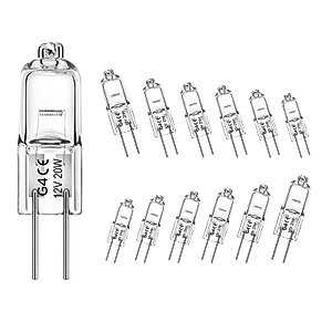 WeshLMPO G4 Bulb,12V 20W Halogen Light Bulbs 2 Pin,G4 Light Bulbs Replacement for Under Cabinet Puck Light,Chandeliers, Accent Lights, Track Lighting (12 Pack)