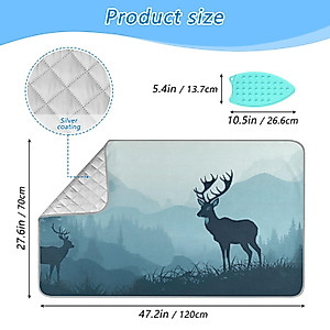 GOODOLD Forest Scene Ironing Mat Portable Travel Ironing Pad for Washer,Dryer,Table Top, Iron Board Alternative Cover, Large Heat Resistant Ironing Blanket