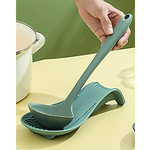 2 Pieces Silicone Spoon Rest,Heat Resistant Spoon Rest,Large Spoon Holder for Kitchen Counter Stove Top, Dishwasher Safe.