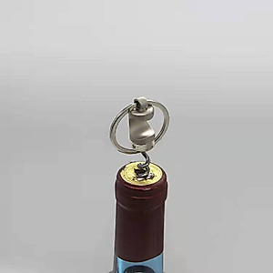 Mini Key Ring Wine Opener, Ultimate Keychain Corkscrew Tool, Emergency Travel Cork Wine Opener (Silver)