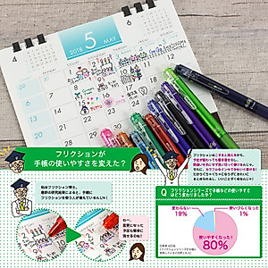 PILOT Frixion Ball Knock Retractable Gel Ink Pen, 0.5mm, 10 Colors (LFBK-230EF-10C)