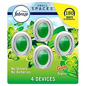 Febreze Small Spaces Air Freshener, Plug in Alternative Air Freshener for Home Long Lasting, Gain Original Scent, Bathroom Air Freshener, Closet Air Fresheners, Odor Fighter for Strong Odor (4 Count)