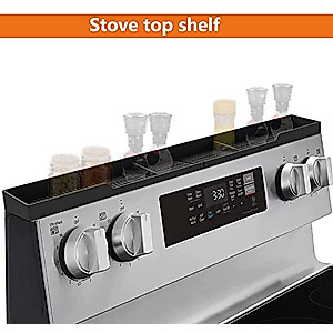 AWOKE Stove Top Shelf 20 Inch - Silicone Magnetic Shelf Over the Stove - 3 Functional Partitions Kitchen Spice Rack Organizer (Black)