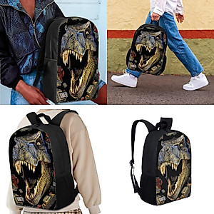 HUGS IDEA T-rex Dinosaur Backpack Teen Boys School Book bag with Lunch Box Pen Case 3 in 1