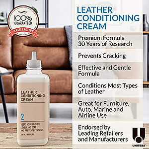 UNITERS Leather Care KIT Cleaning and Conditioning (250ml) - Leather Cleaning Kit with Leather Soft Cleaner and Leather Conditioning Cream for Furniture, Upholstery, Shoe, Bags, and Car Interior