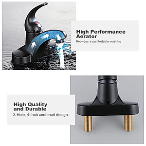 WOWOW Single Handle Commercial Bathroom Faucet Oiled Rubbed Bronze 4 inch Centerset Bathroom Basin Sink Faucets One Handle Vanity Faucets Basin Mixer Tap with Lift Rod Drain Assembly