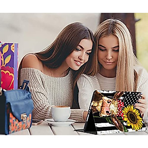 iPad Mini 6 Case, iPad Mini 2021 6th Generation Case Auto Sleep/Wake Multi-Angle Stand for iPad Mini 6th Gen 8.3 Inch , American Flag Sunflower Heifer