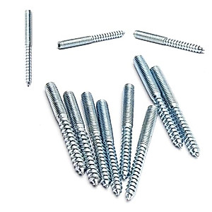 Yinpecly M6x60mm Zinc Plated Carbon Steel Double Headed Hanger Bolts 2.36 inch Length Self Tapping Screw for Furniture Installation Silver Blue Tone 8Pcs