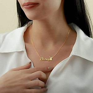 DayOfShe Easter Gifts Personalized Bunny Name Necklace 18K Gold Plated Name Plate Necklaces for Women