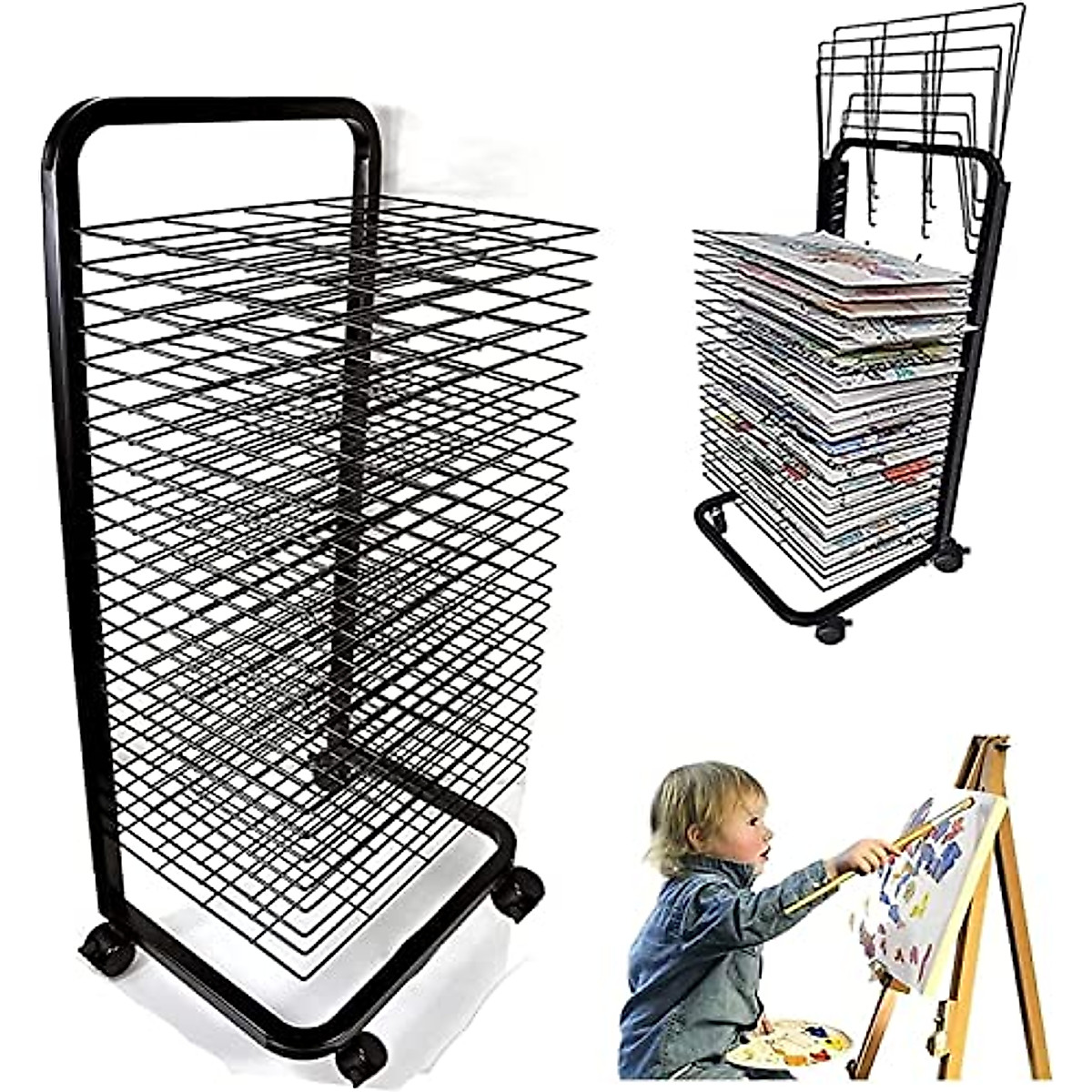 CENAP Art Drying Rack, Drying Rack, Mobile Art Drying Rack, with Wire Rack for Artwork, Drying and Printing Rack, Perfect for Educational Schools and Art Clubs (Size : 35-Layer)